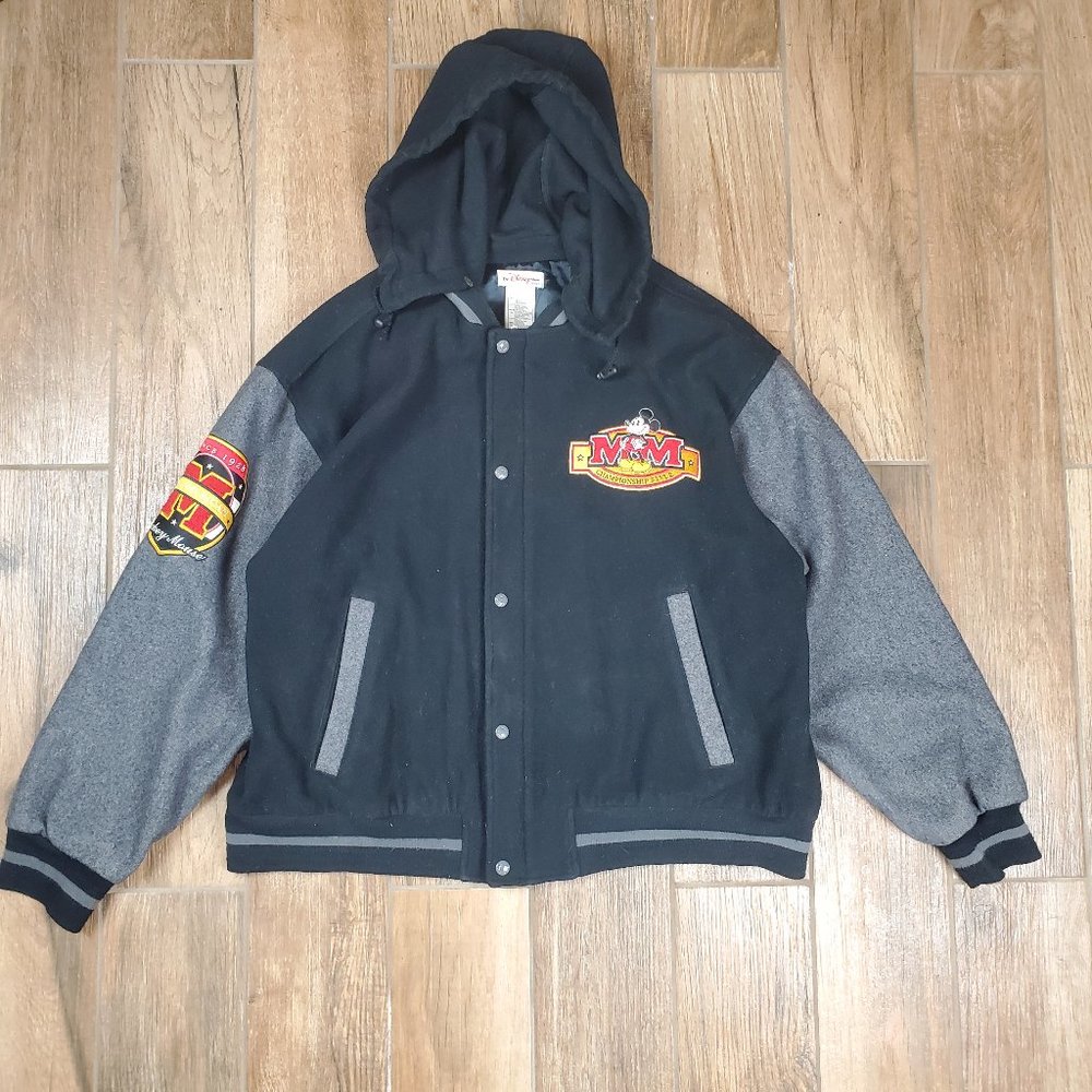 Vintage Mickey Mouse Varsity Jacket Men's Xl Black - Gem